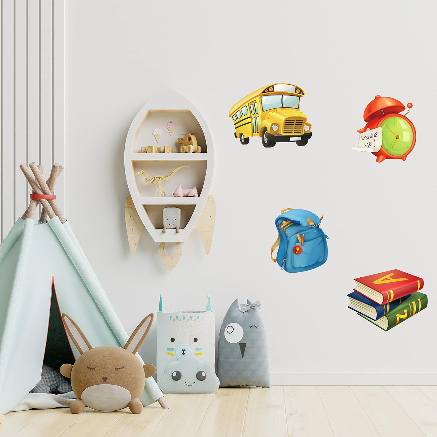 54 Pieces Back to School Cutouts School Bus Cutouts Fruit Paper Cut ...