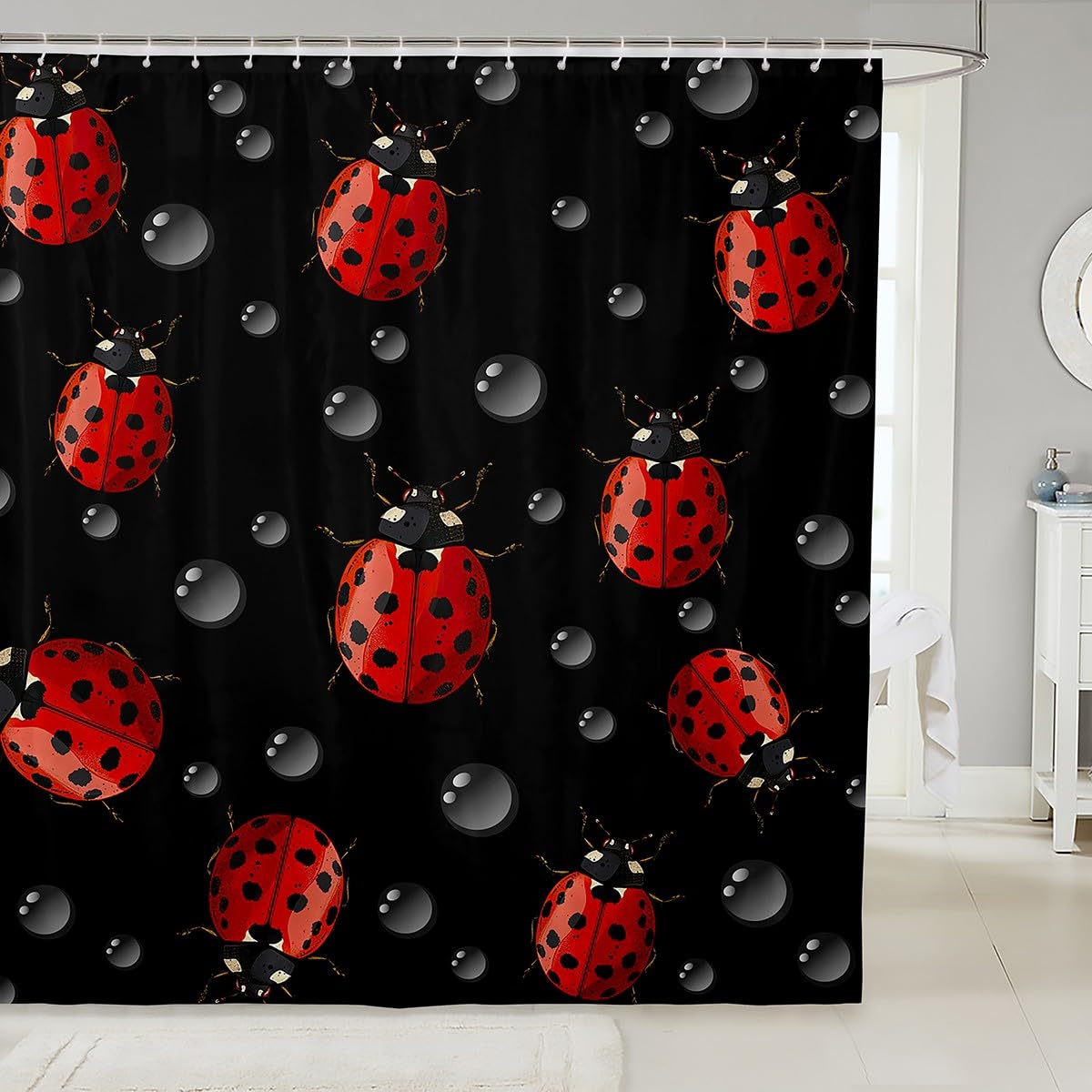 Amazon.com: Ladybug Waterproof Shower Curtain 72"Wx78"L Red Ladybugs ...