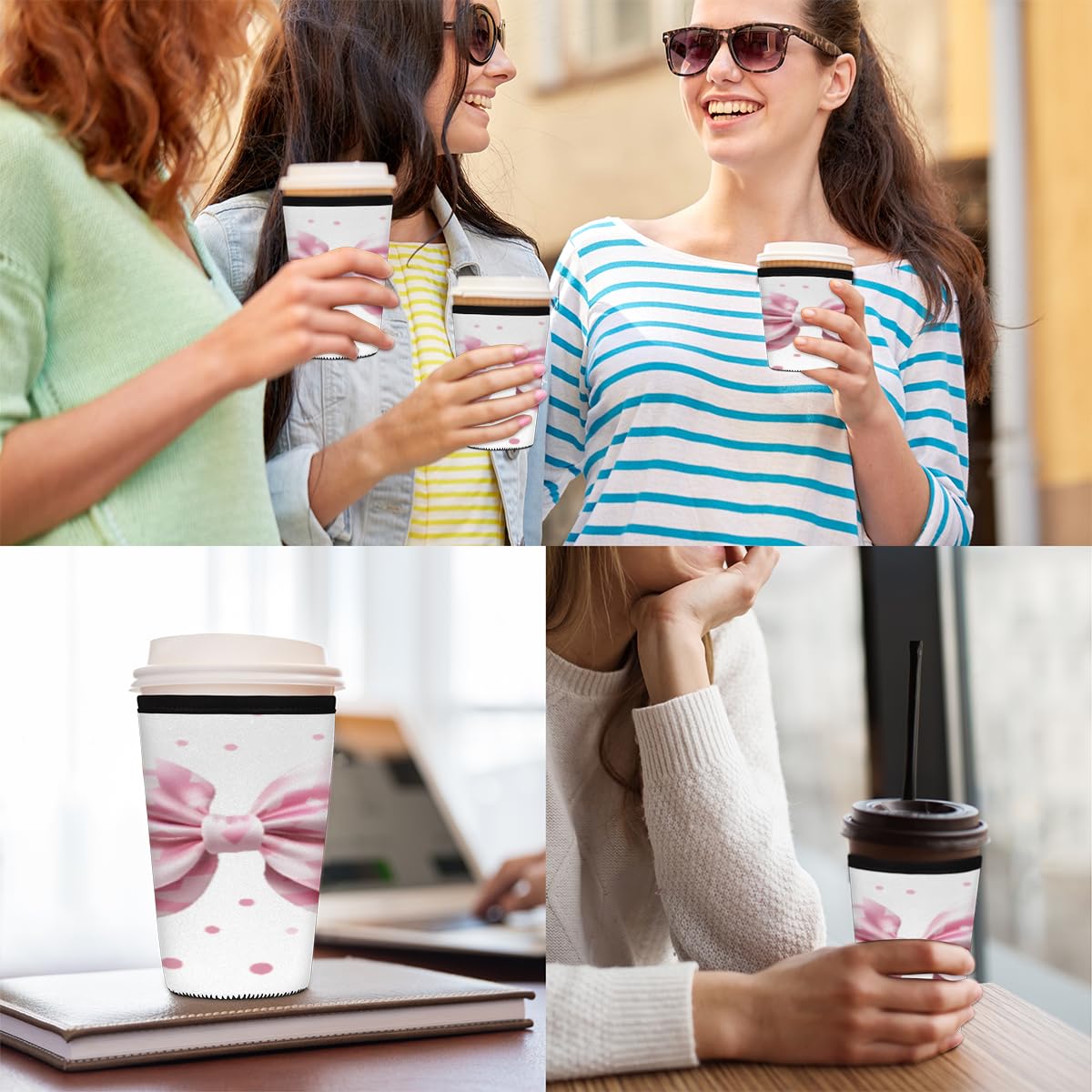 Reusable Neoprene Sleeve Meoky 3 Pack Reusable Iced Coffee Sleeve For ...