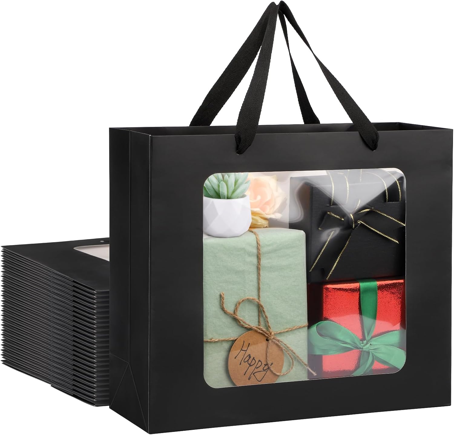 Amazon.com: EUSOAR Clear Transparent Gift Bags with Handles, 25pcs ...