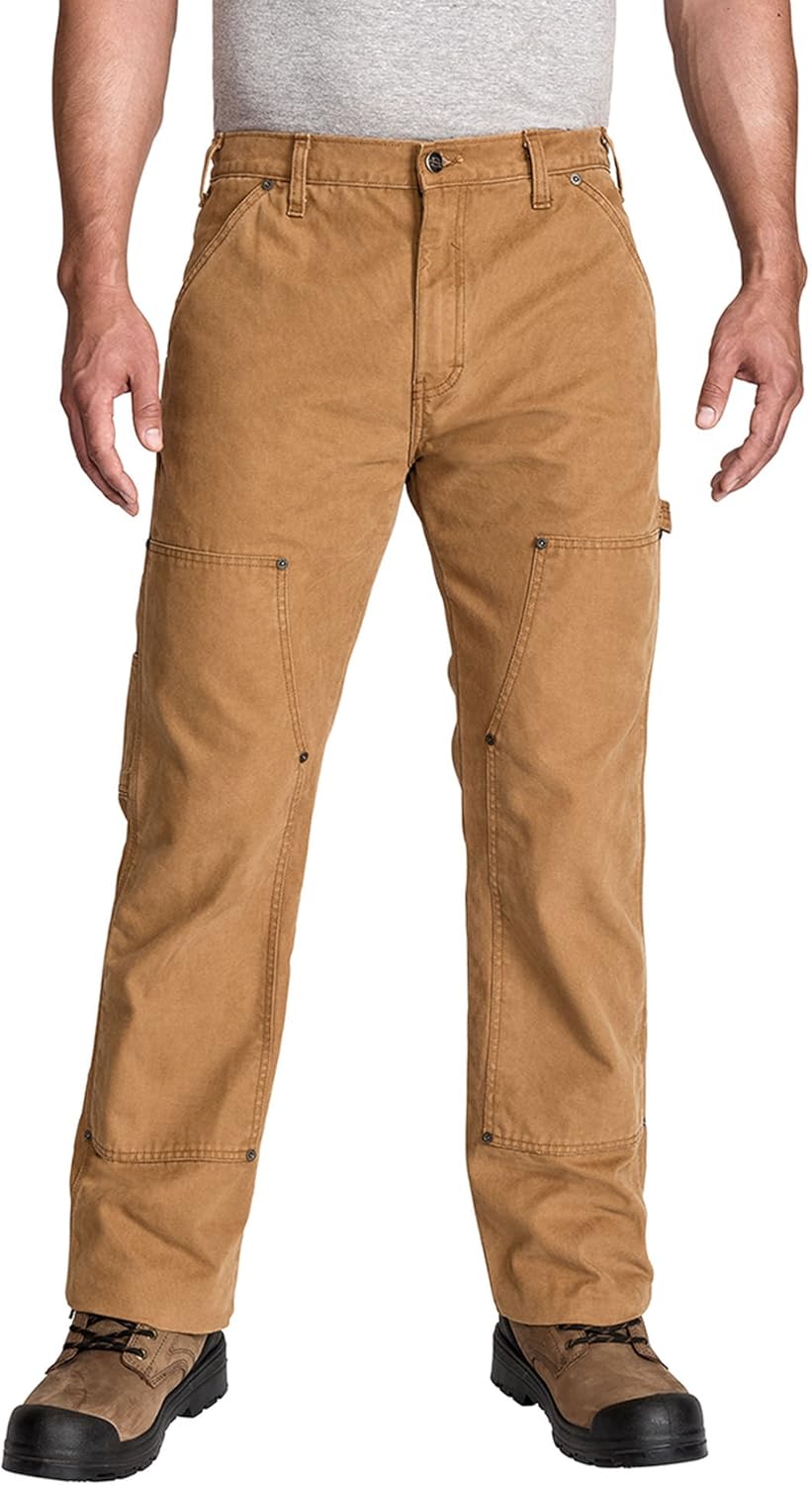 Amazon.com: Dickies Men's Double Front Duck Work Pants, Rinsed Brown ...