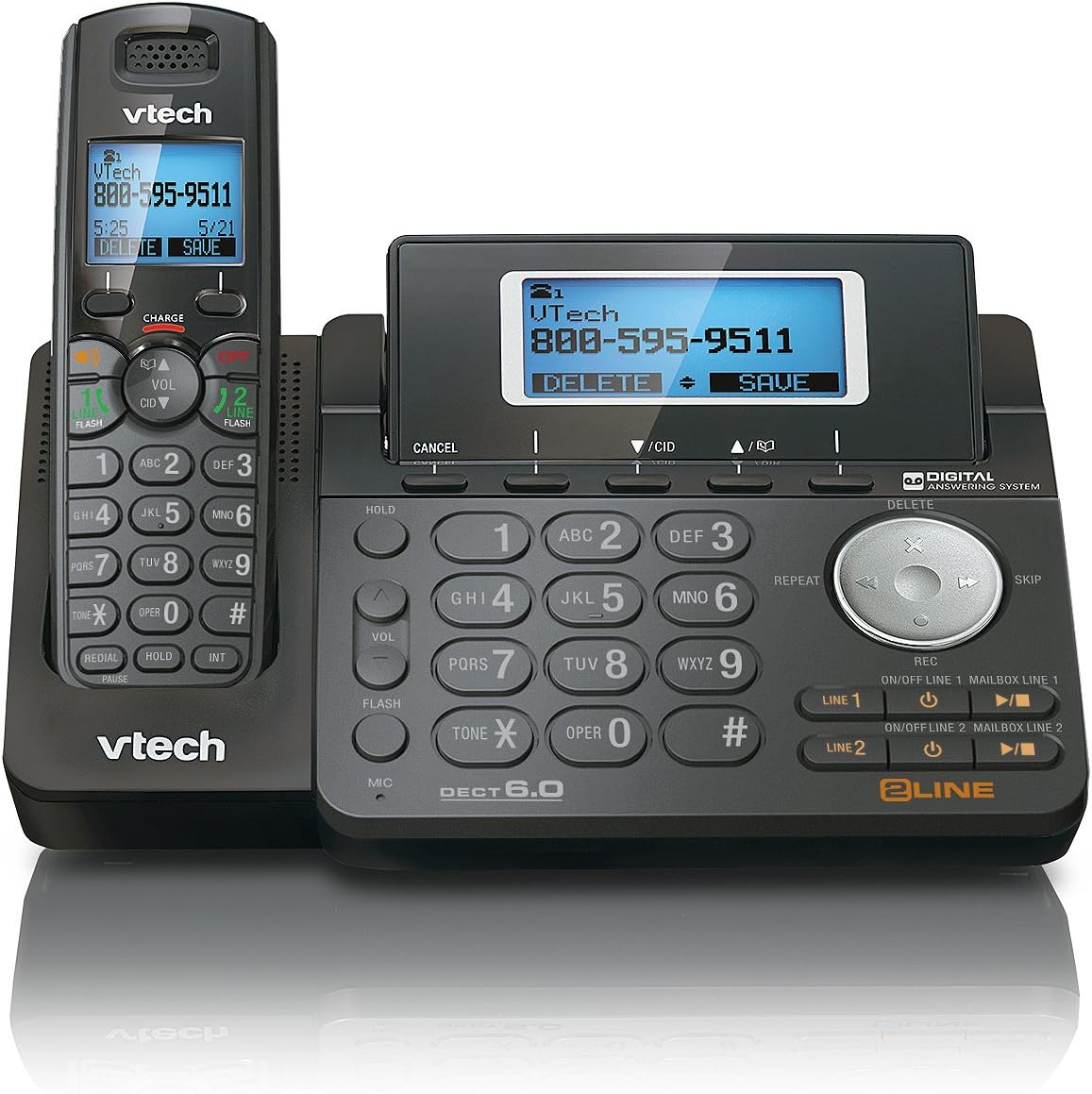 Amazon.com : VTech DS6101-11 DECT 6.0 2-Line Accessory Handset Cordless ...