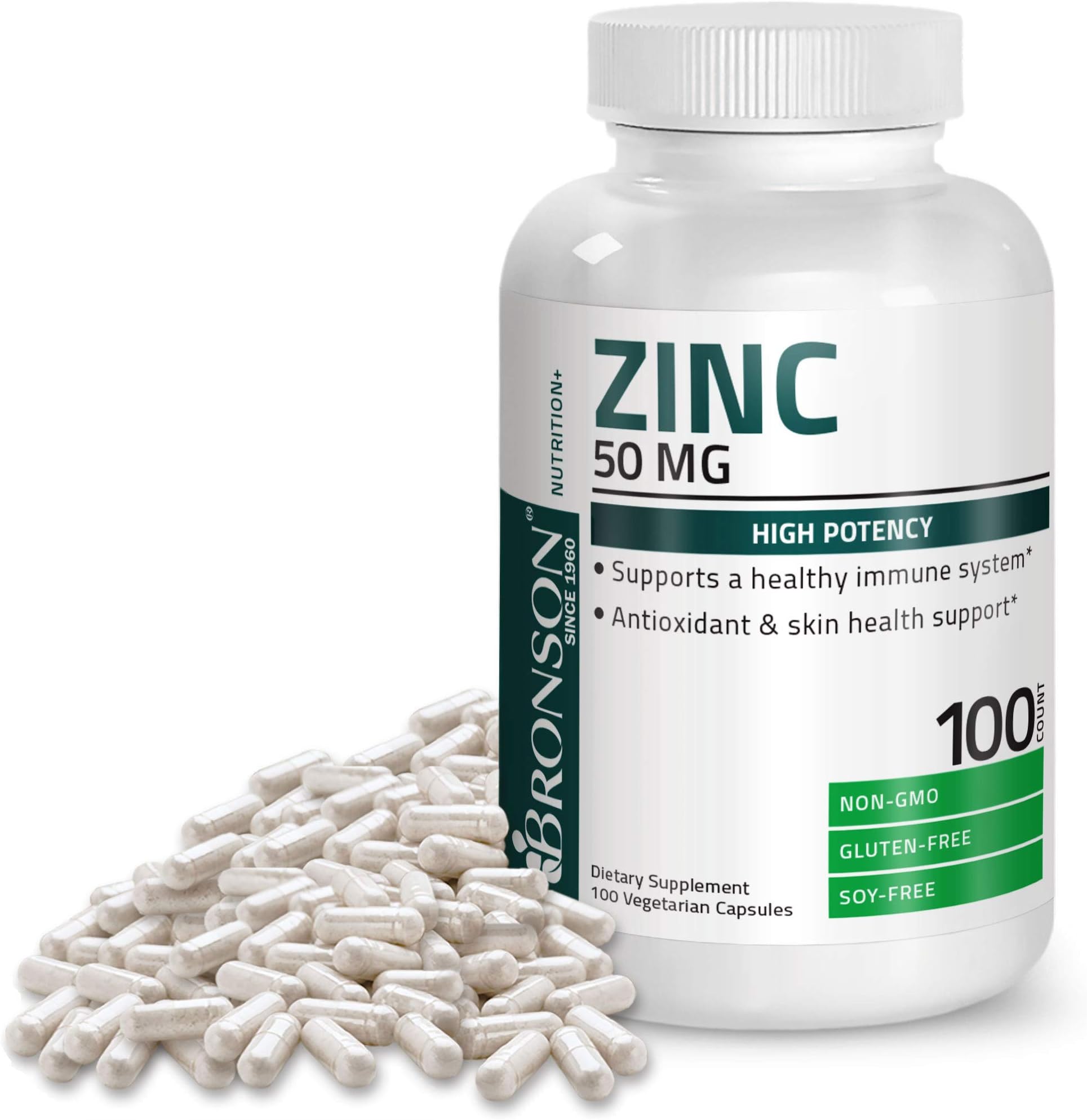 Amazon.com: Nature's Bounty Zinc 50 mg Caplets, Unflavored, 100 Count ...