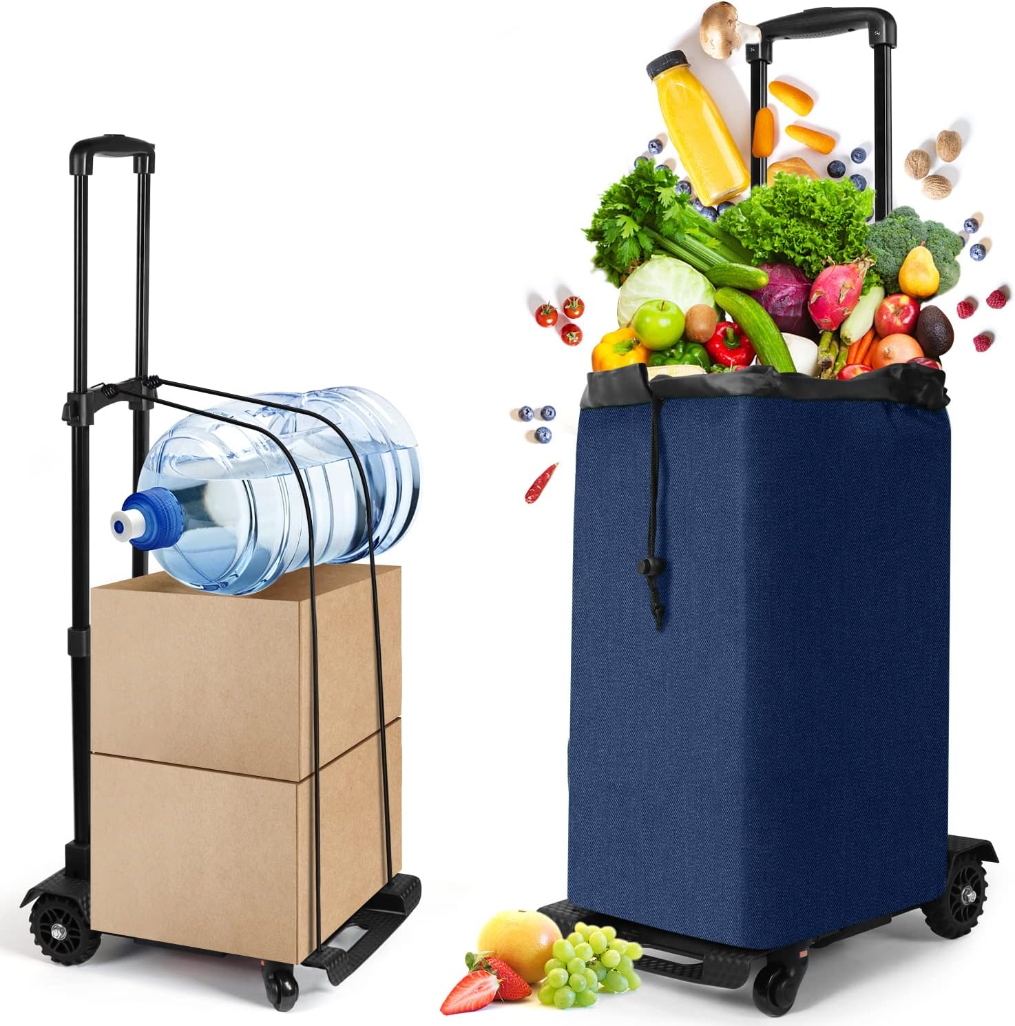 Amazon.com: SELORSS 2-in-1 Foldable Utility Cart, Portable Grocery ...