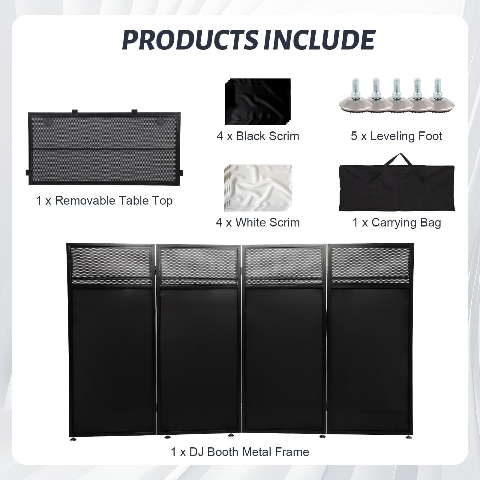 Snapklik.com : Portable DJ Booth Table Station 44"x42.2"x20.6 ...