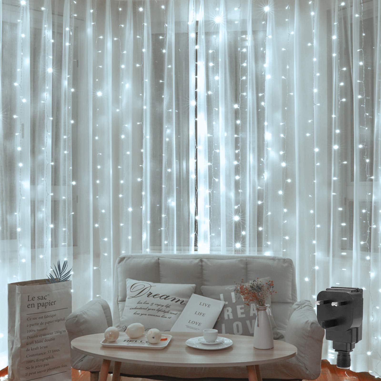 CORST Backdrop Curtain Lights Plug in 2M x 2M 204LED Window Curtain ...