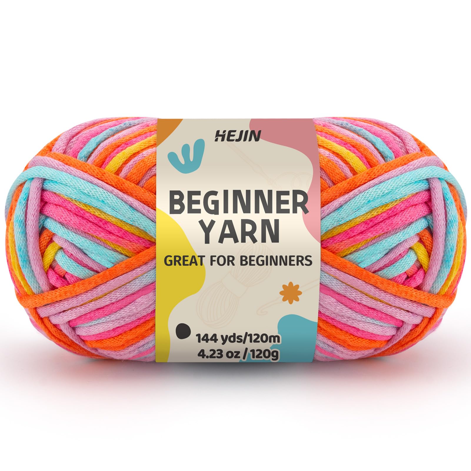 Amazon.com: 120g Coral Yarn for Crocheting and Knitting; Rainbow Yarn ...