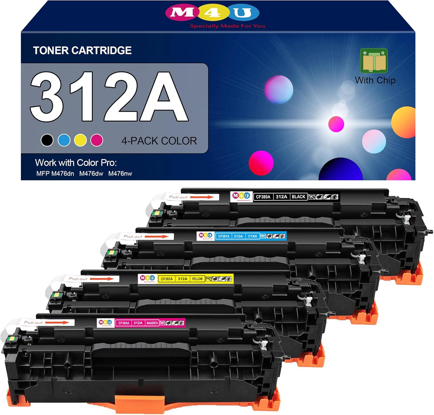 Amazon.com: 312A Remanufactured Toner Cartridges 4 Pack (with Chip ...