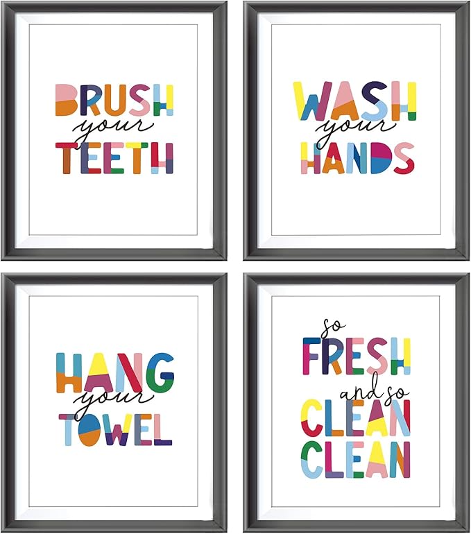 Amazon.com: Fun Colorful Kids Bathroom Rules Poster Prints for Home ...
