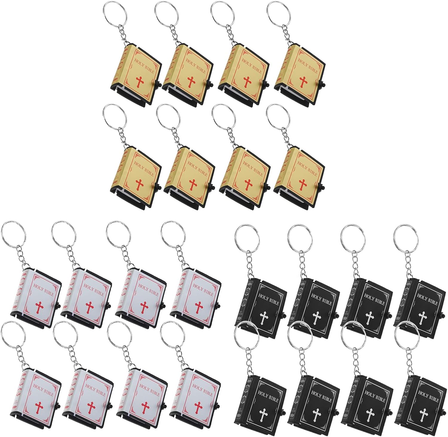 LOGOFUN 24pcs Mini Bible Keychain Small Holy Bible Key Ring Miniture ...