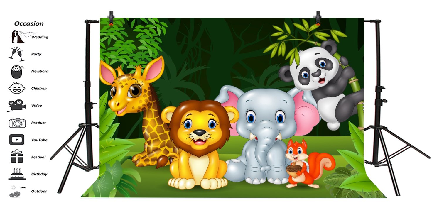 Yeele Safari Cartoon Animals Baby Children Portrait Scenic