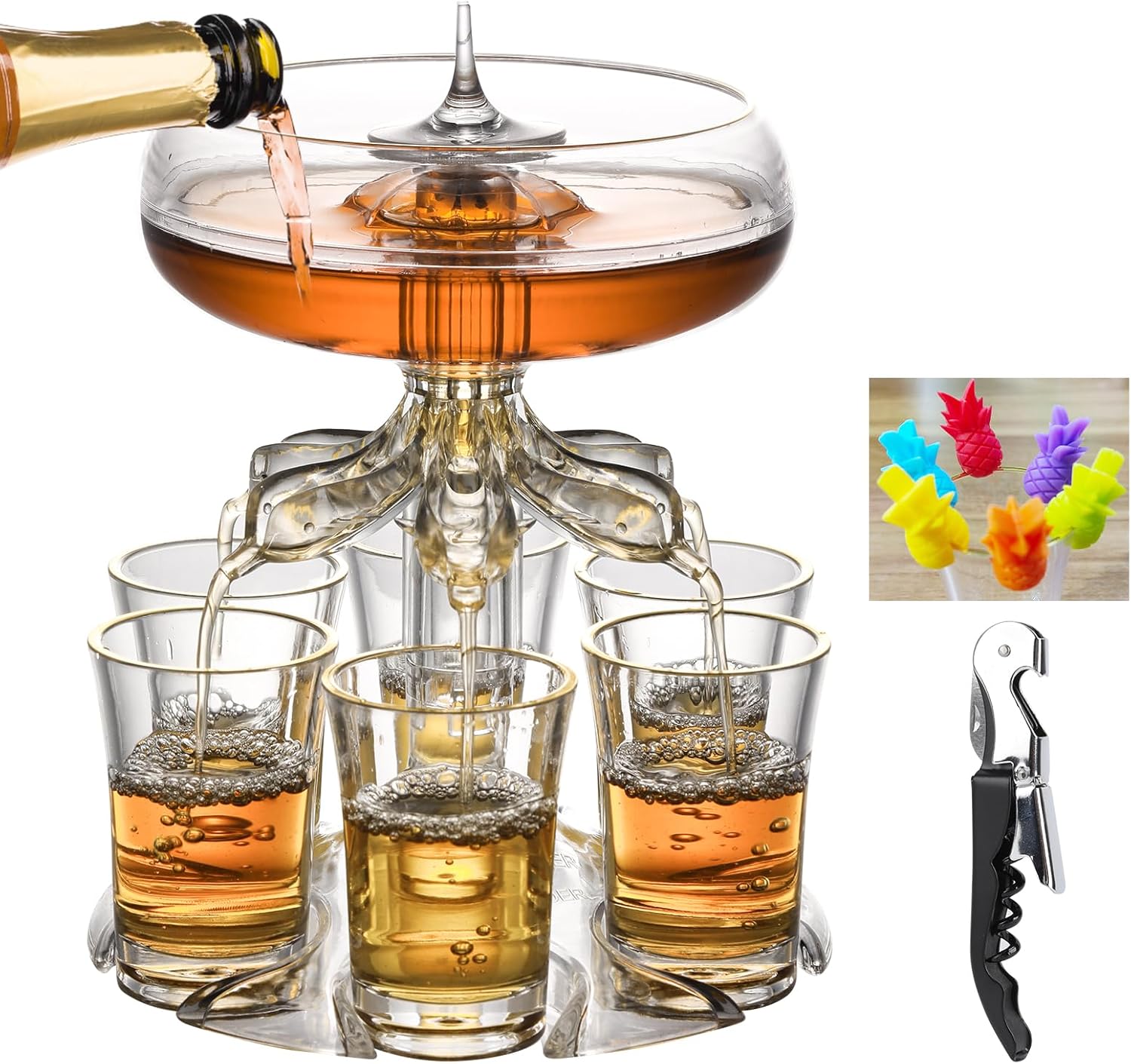 Amazon.com: Wine Dispenser 6 Shot Glass Dispenser and Holder,Liquid ...