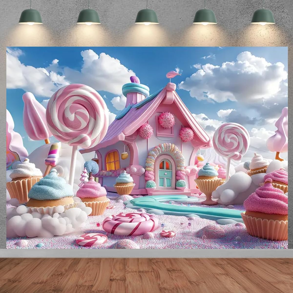 Amazon.com : Candyland Birthday Backdrops Sweet Donut Lollipop Birthday ...