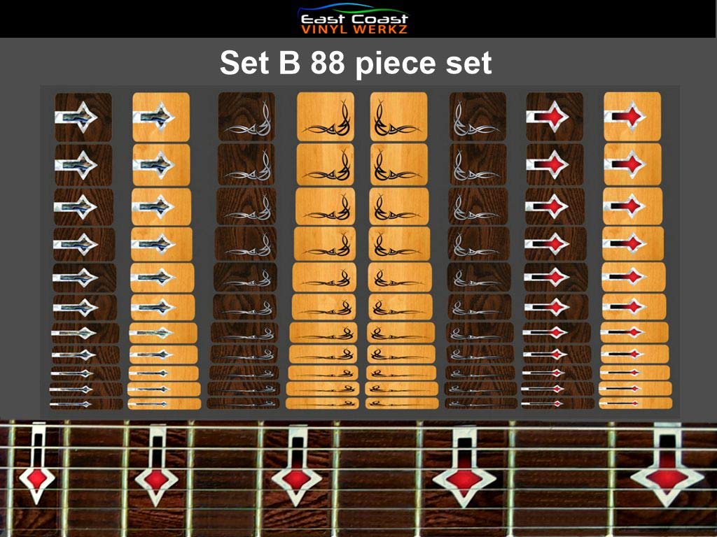 Acoustic Guitar Guide Shark Fin Guitar Decals - 88 PC Fret Marker ...