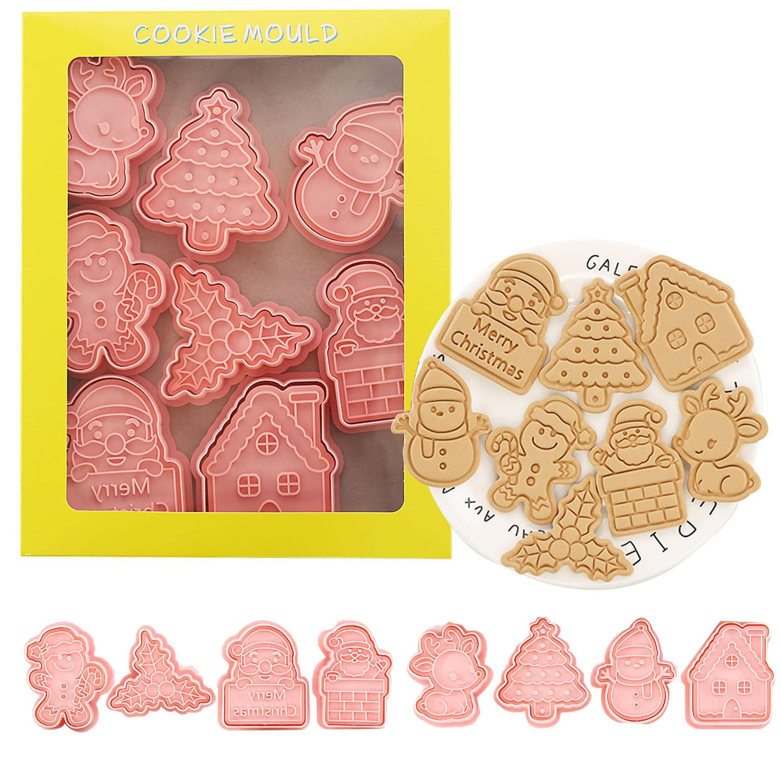 Amazon | YAYAMIYA 【8個セット】 クリスマス クッキー型 クリスマスクッキー型抜き ビスケットDIY焼き型 クッキー型 グッズ 製菓用品 製菓道具 プレスタイプ キッチン ...