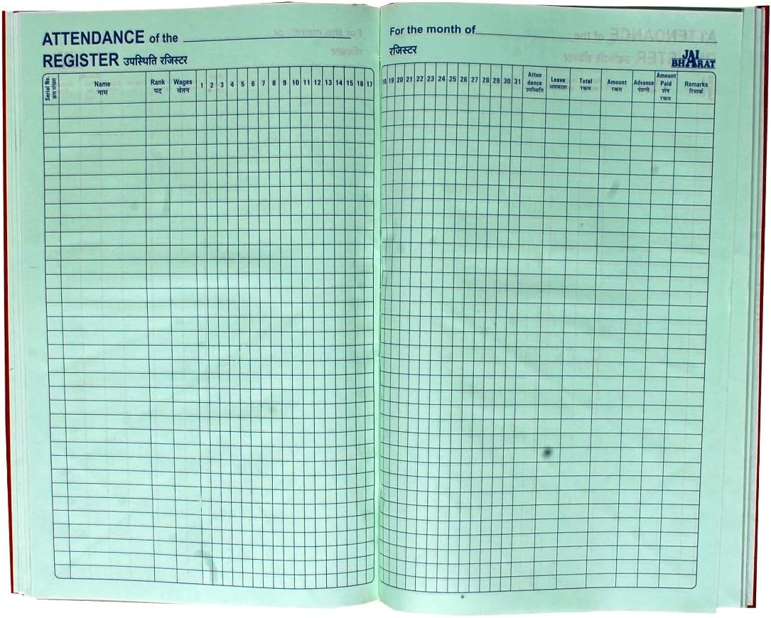 SAMEER SALES Attendance Register Signature Time in & Out Register (70 ...