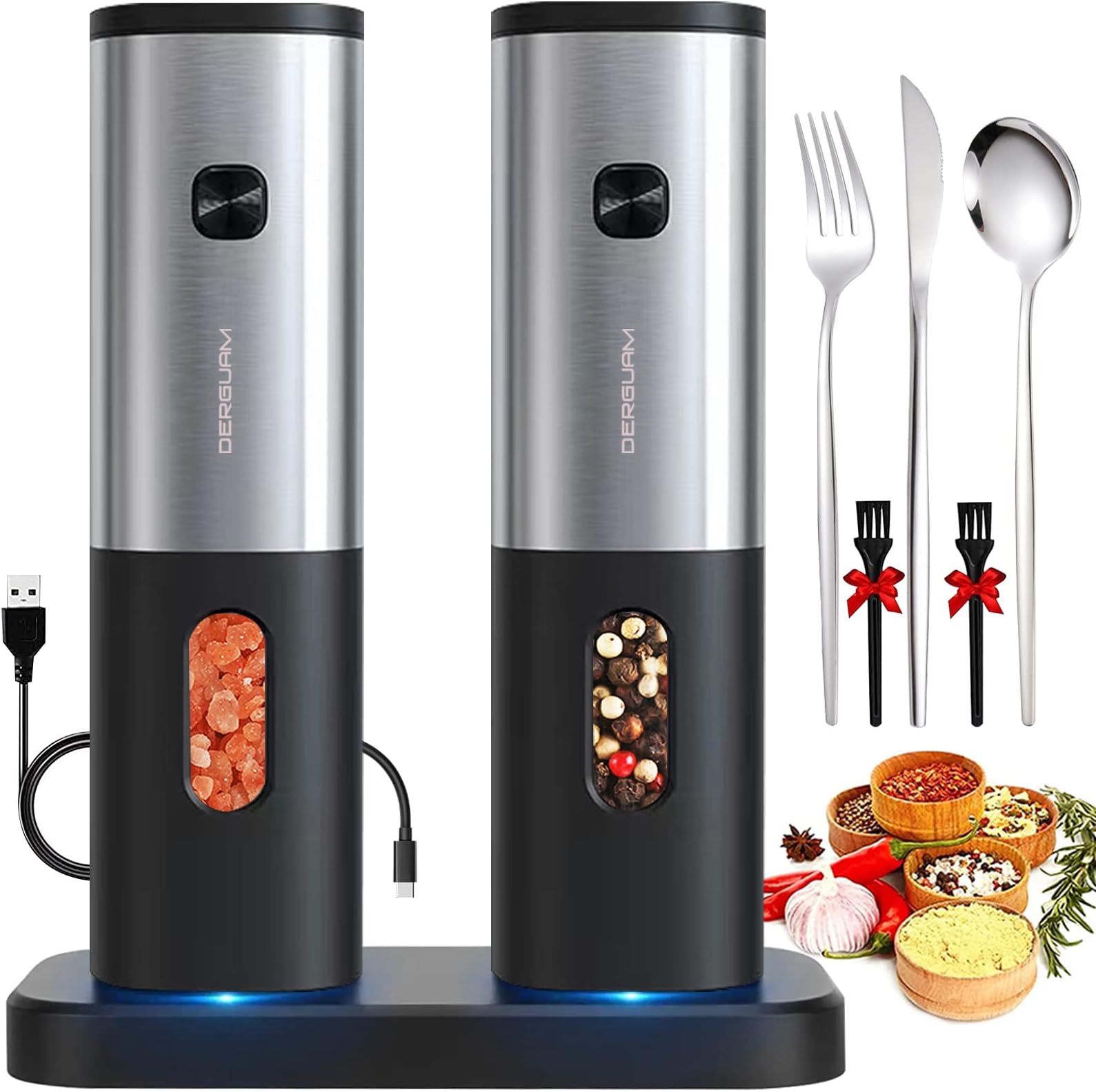 Amazon.com: Electric Salt and Pepper Grinder Set Rechargeable Battery ...
