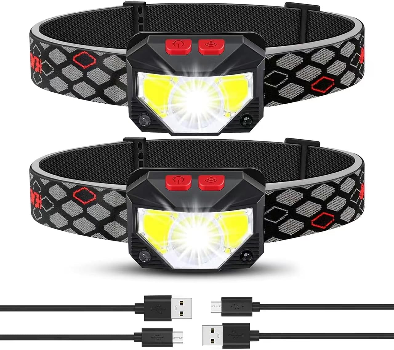 GOANDO Headlamp Rechargeable 2500 Lumen LED Head Lights for Forehead 2 ...