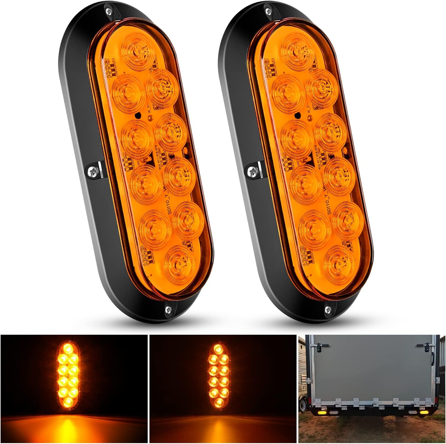 Amazon.com: Nilight 6 Inch Oval Amber LED Trailer Tail Lights 2PCS 10 ...