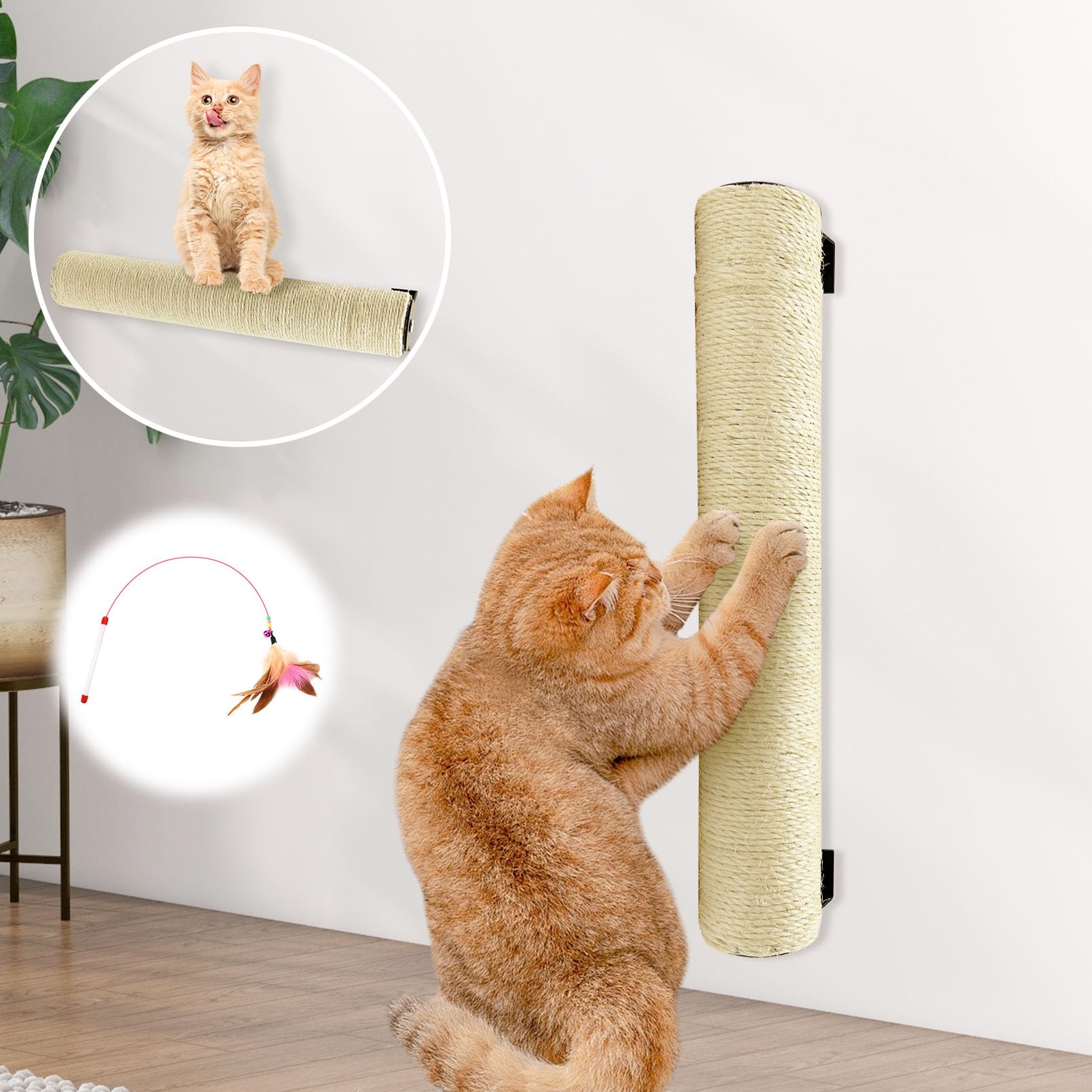 Amazon.com : Apatal Wall Mounted Scratching Post for Cats 16 Inches ...