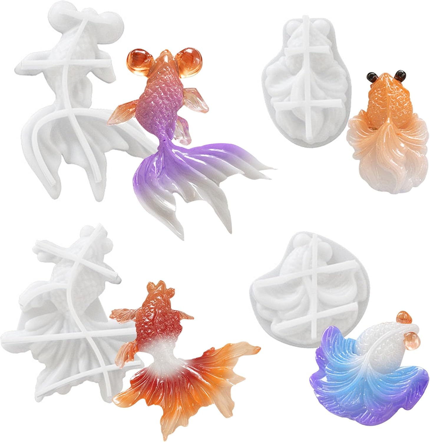 Amazon.com: Yayatty 4 PCS Koi Fish Silicone Resin Molds, 3D Small ...