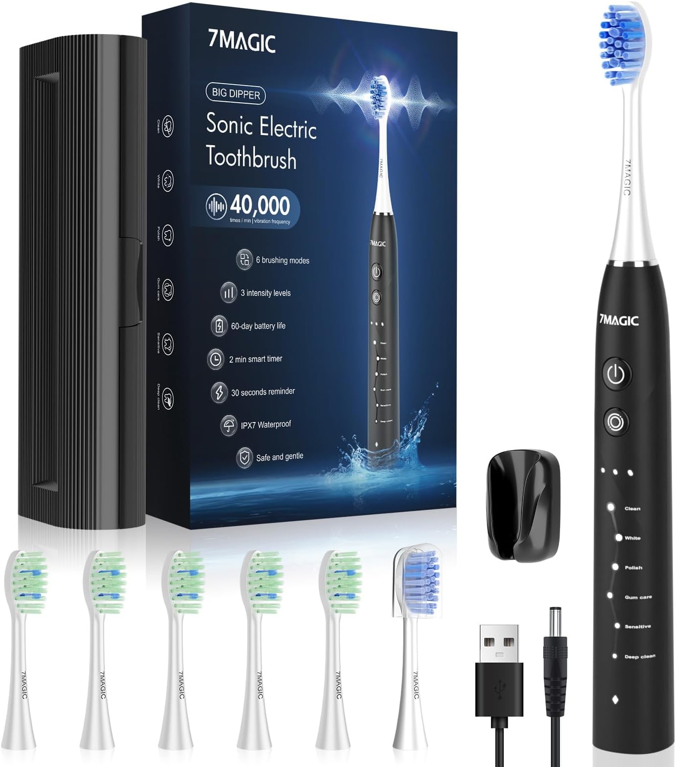 Amazon.com: Electric Toothbrush for Adults, Rechargeable Toothbrush ...