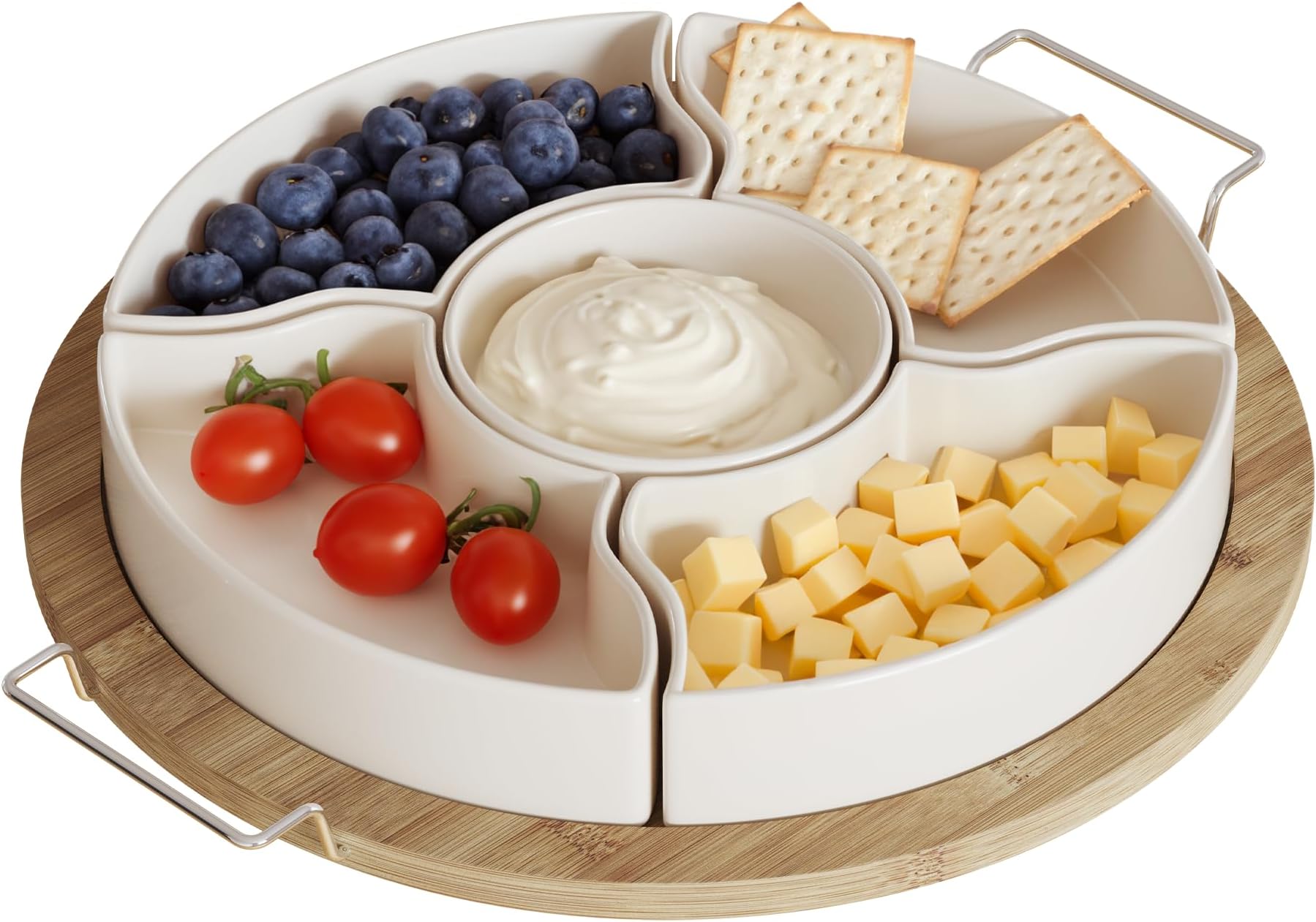 Amazon.com | Cididu Ceramic Serving Tray Platters Lazy Susan, Rotating ...