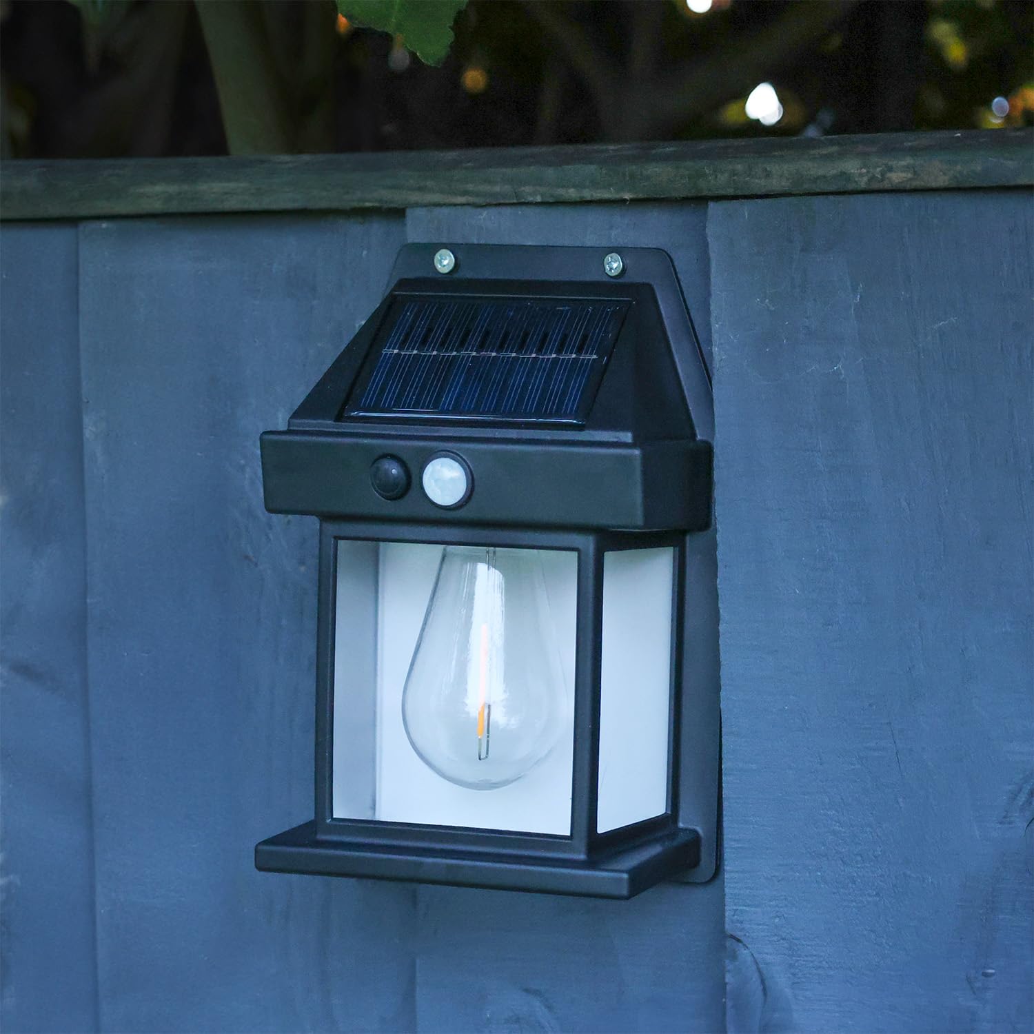Auraglow Solar Powered Filament PIR Security Light, IP44 Weatherproof ...