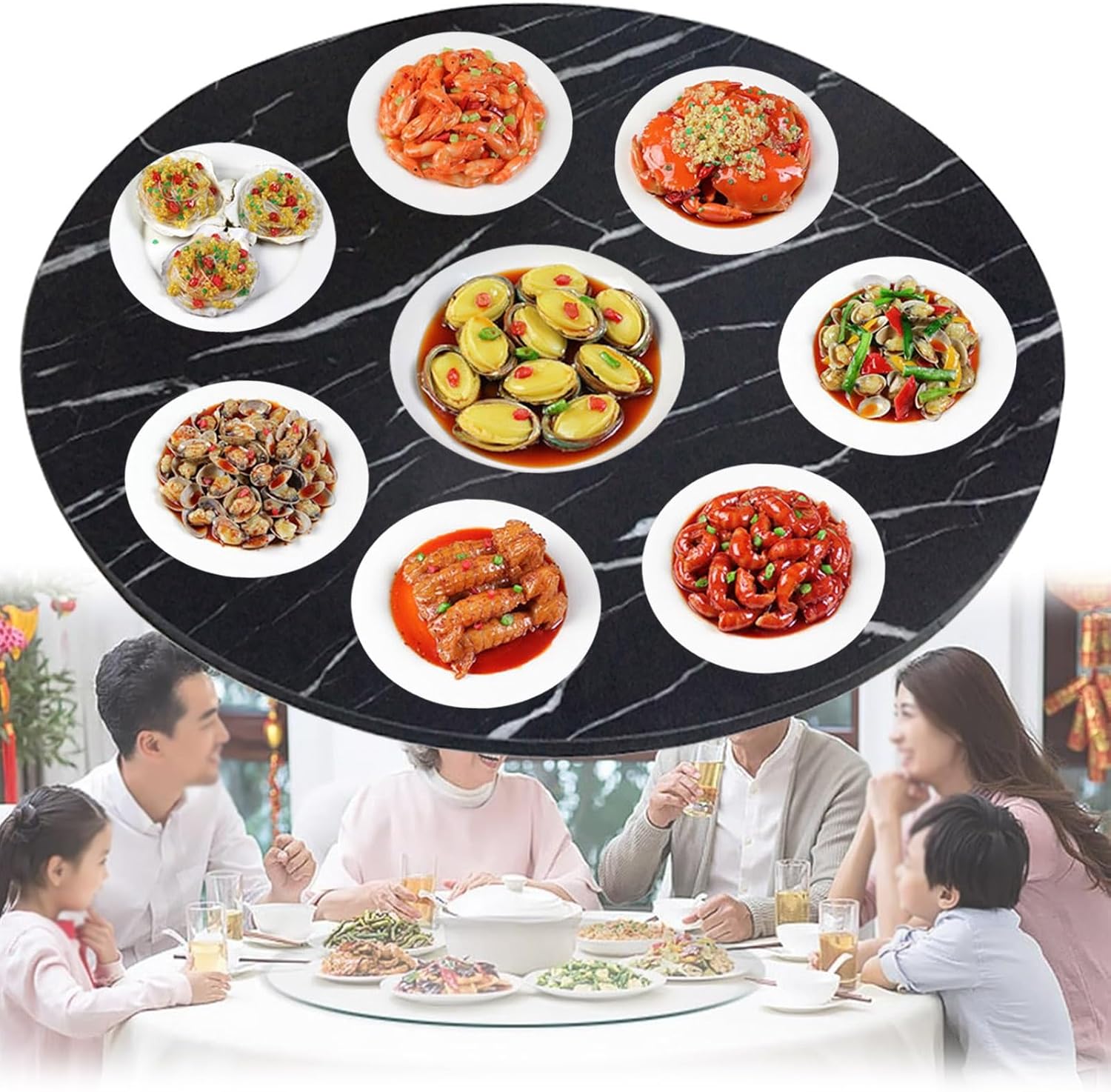 Amazon.co.jp: 360 Degree Rotating Plate, Wooden Rotating Dinner Plate ...