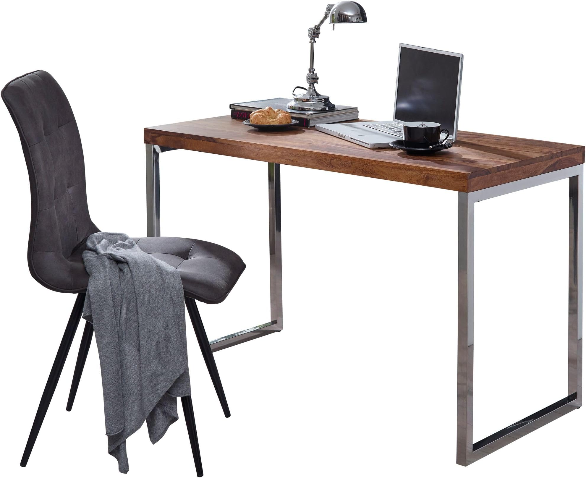 FineBuy Schreibtisch Massiv-Holz Sheesham 200 cm Computertisch Echtholz ...