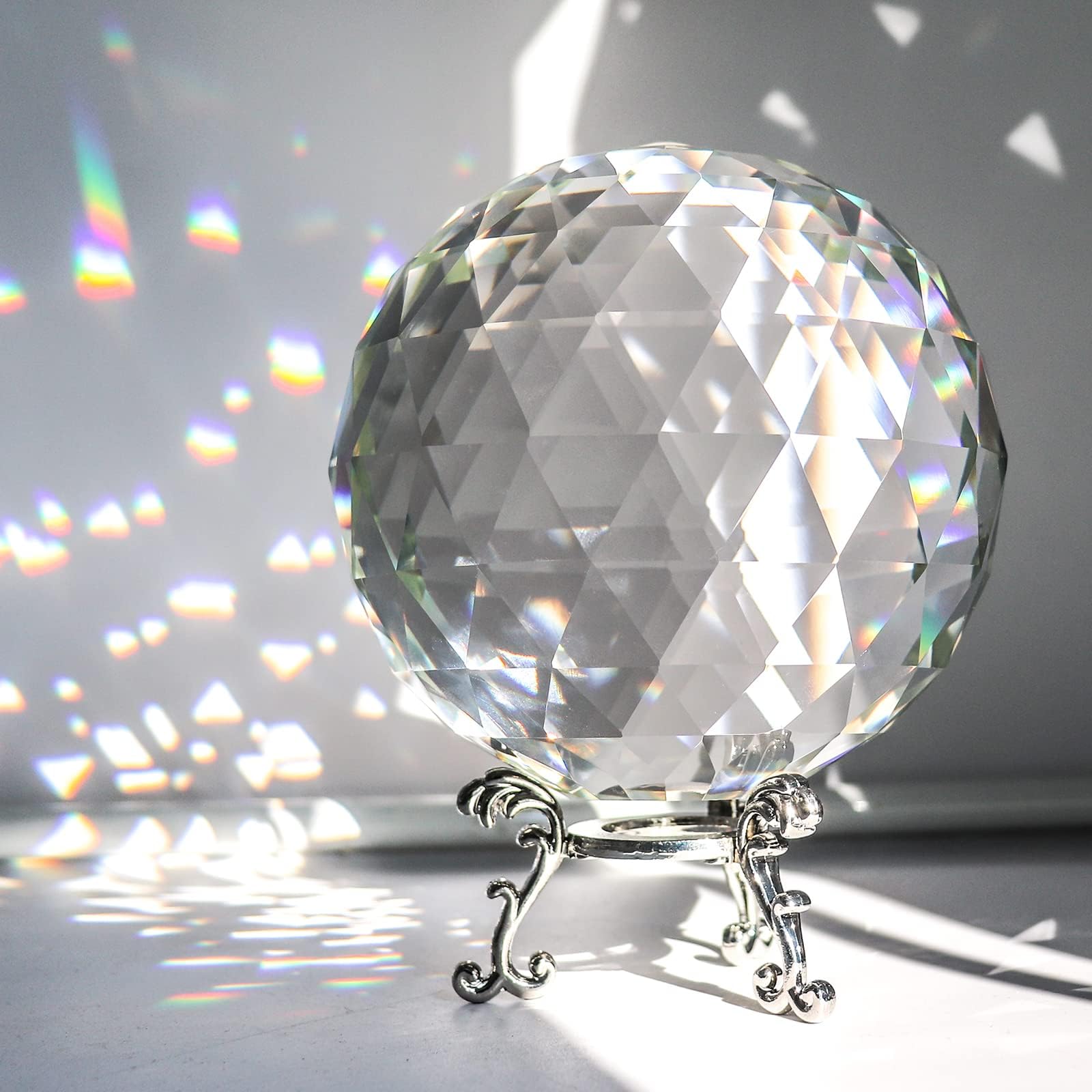 Amazon.com: Clear Crystal Suncatcher Ball Prism Glass Sphere Faceted ...