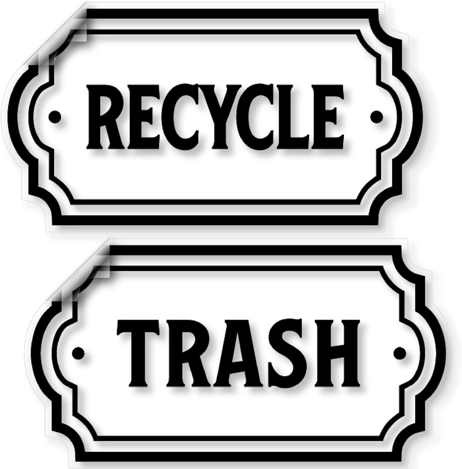 Amazon.com: Recycle and Trash Stickers Logo Symbol - 4 Pack - 4.9" by 2 ...