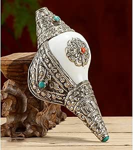 Amazon.com: Hand-Clad Copper-Carved Conch Nepal Handmade Horn Can Be ...