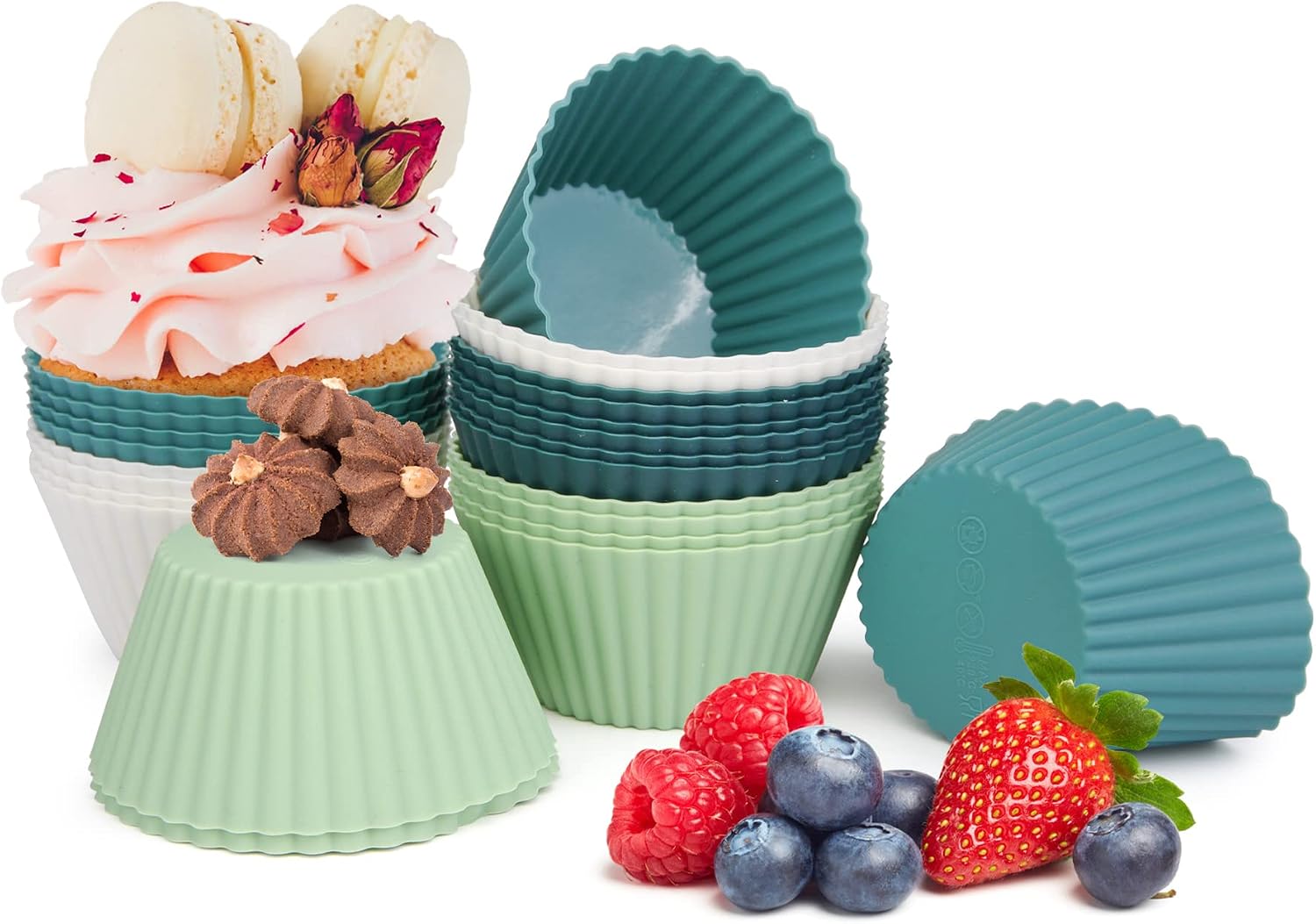 Amazon.com: HOYA PONYOO Reusable Silicone Muffin Baking Cups,Non-stick ...