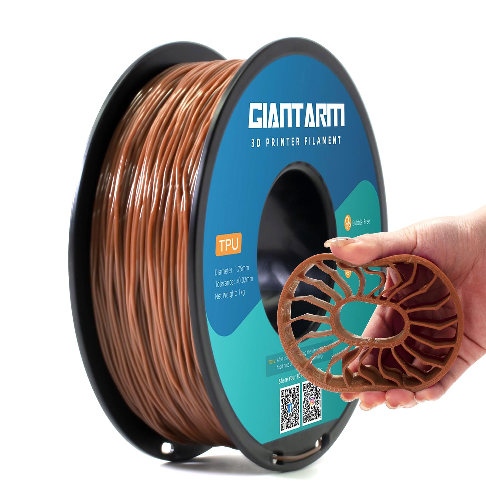 Amazon.com: GIANTARM Brown TPU Filament, 95A TPU Filament 1.75mm ...