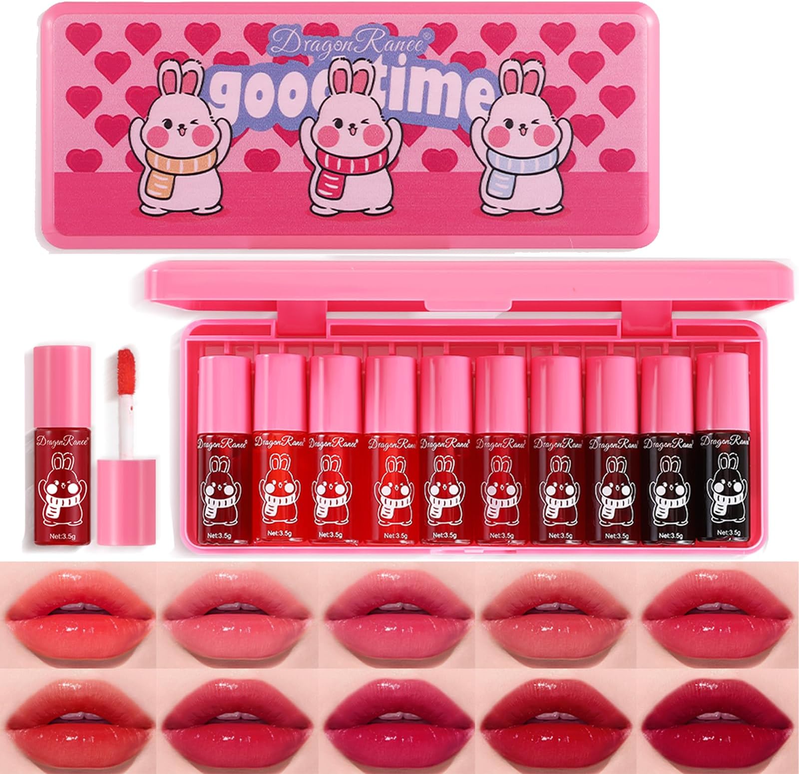 Amazon.com : 10 Colors Lip Tint Stain Mini Liquid Lipstick Set, Korean ...