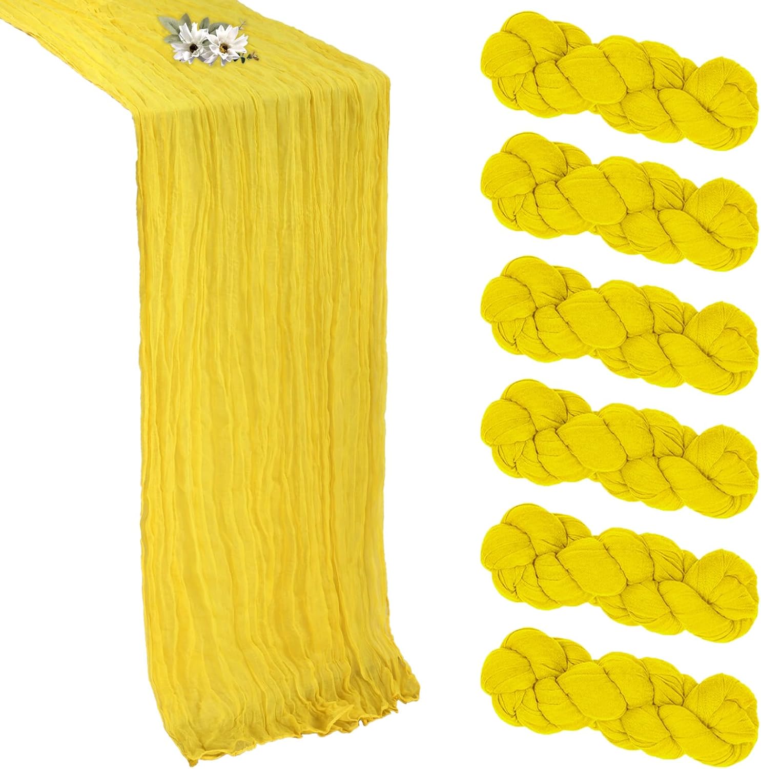 Amazon.com: RestfulGlow 6 Pack Yellow Cheesecloth Table Runner 10FT ...