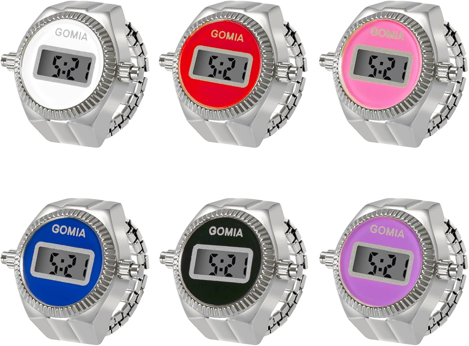 Amazon.com: JewelryWe 6PCS Novelty Digital Finger Watch Round Calendar ...