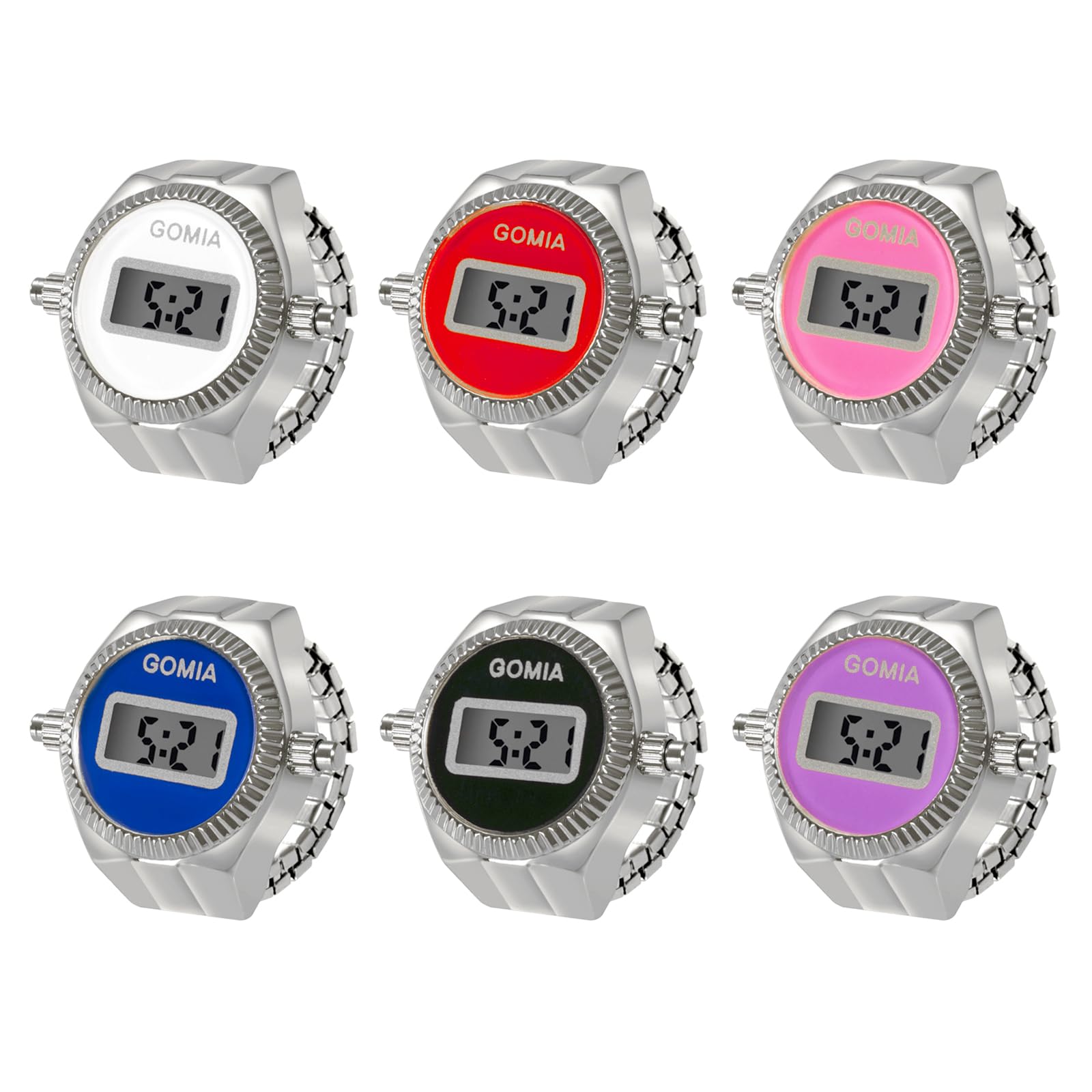 Amazon.com: JewelryWe 6PCS Novelty Digital Finger Watch Round Calendar ...