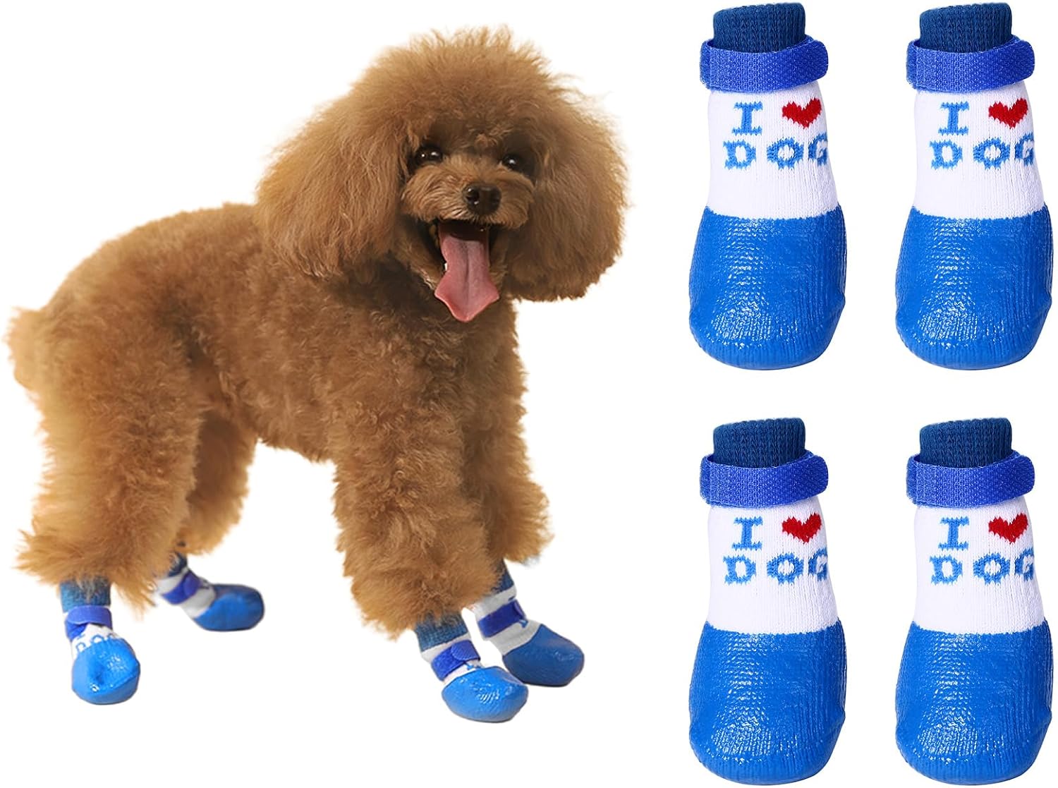 Udebohe Dog Boots for Small Medium Dogs(4 PCs), Anti-Slip Waterproof ...