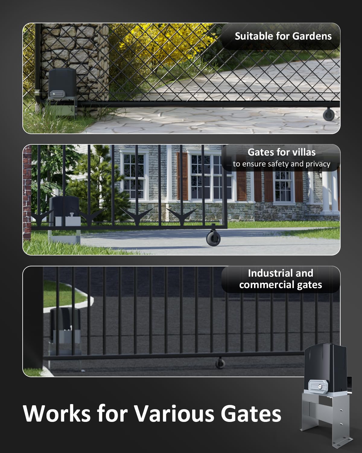 GateNear Automatic Sliding Gate Opener with 2 Remote Control Complete ...