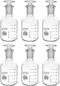 EISCO 6PK Reagent Bottles, 60mL - Graduated - Narrow Mouth with Solid ...