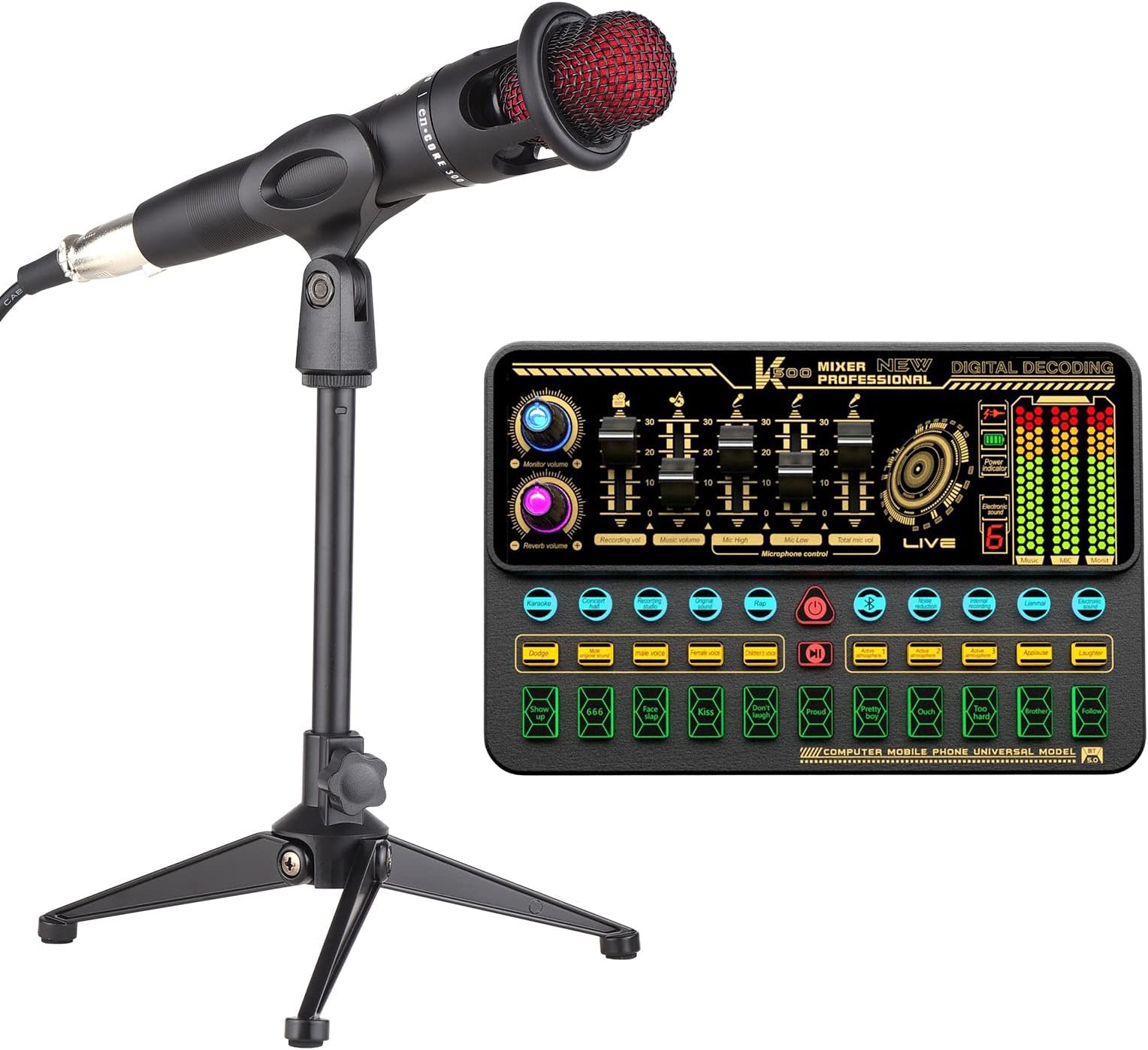 LinJie Live Sound Card，USB Audio Mixer, Audio Interface With DJ Mixer ...