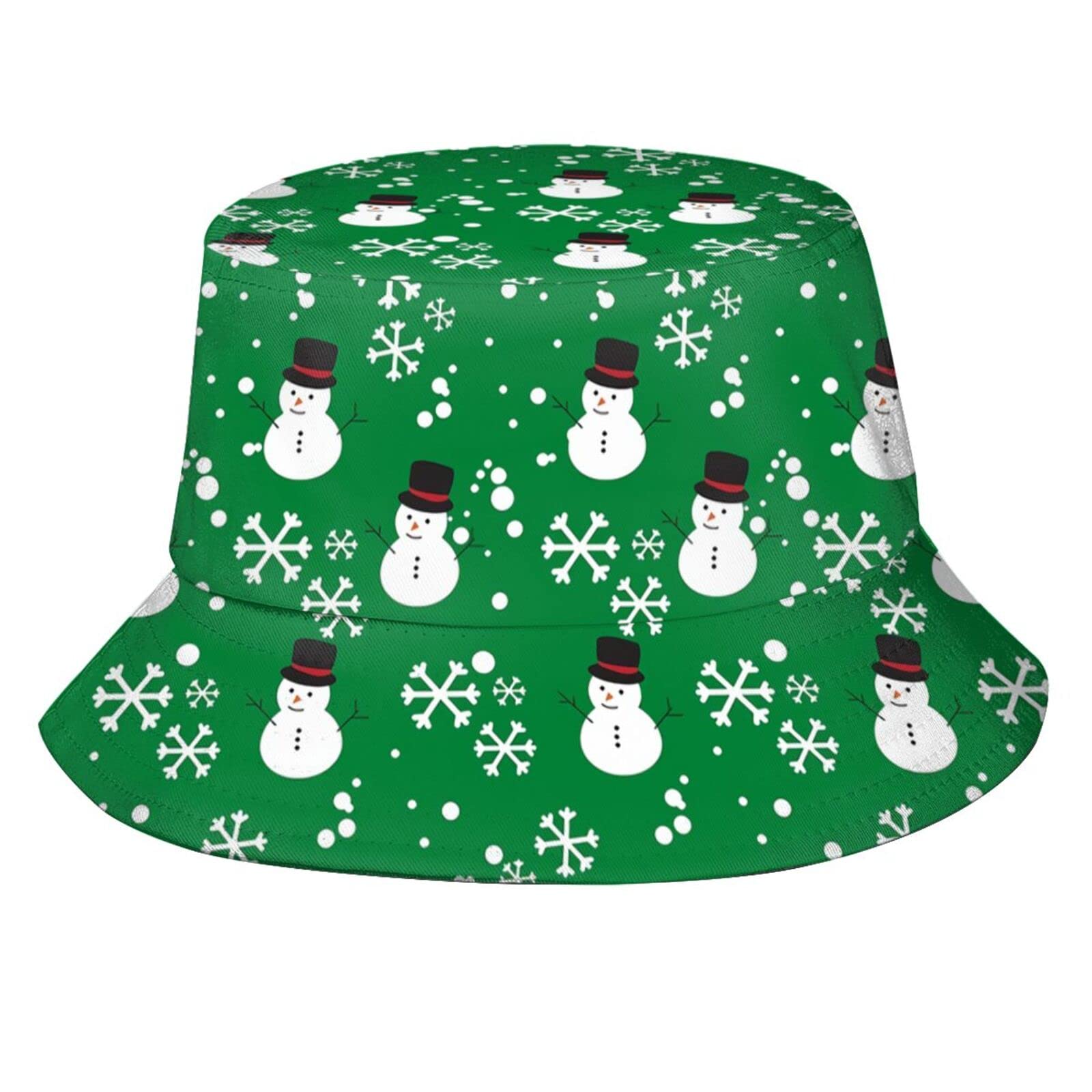Christmas Snowman with Snowflakes Bucket Hat Unisex Fashion Print ...