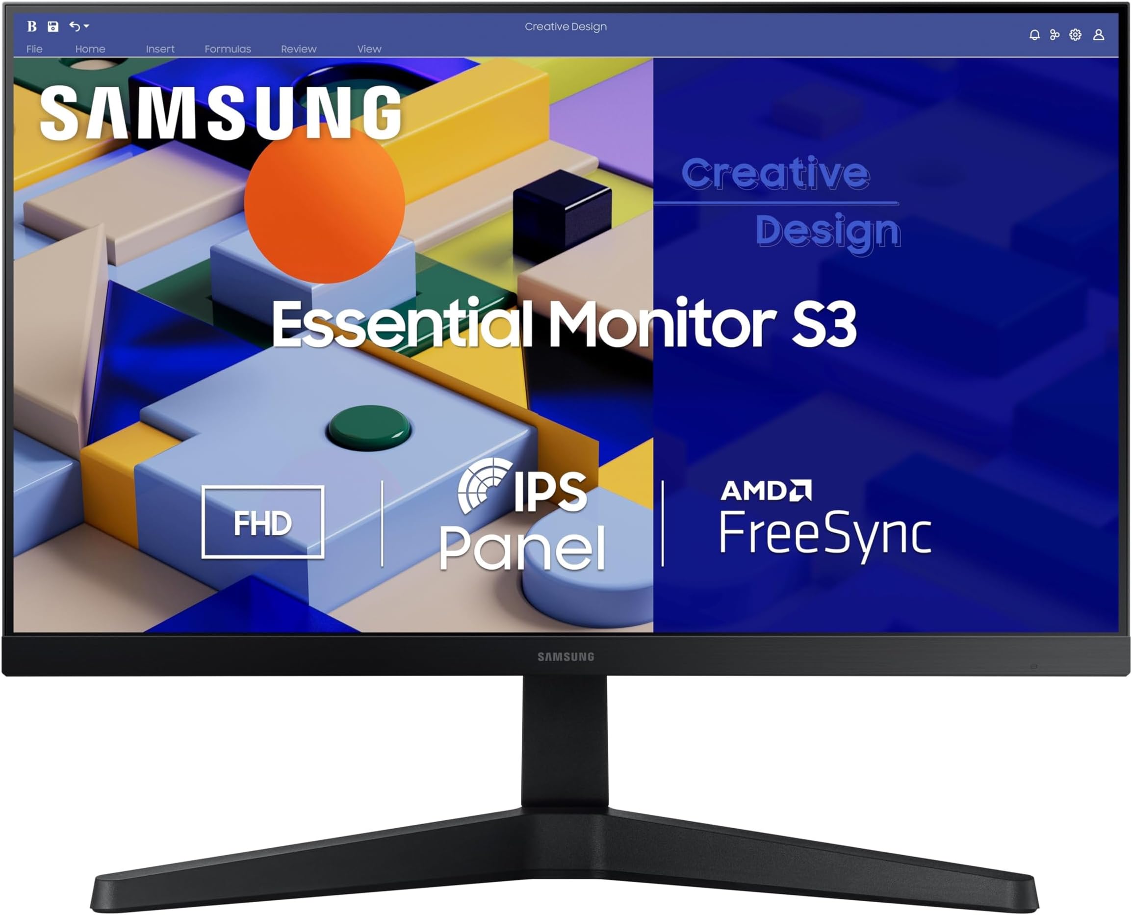 Samsung 22-inch (54.6cm) FHD Flat 1,920 x 1,080 Monitor, IPS, 75 Hz, Bezel Less Design, AMD ...