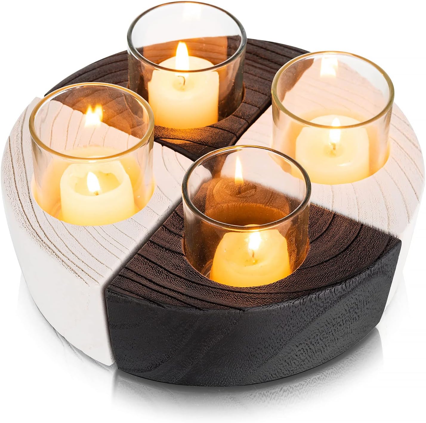 Romadedi Wooden Tealight Candle Holder: Set of 4 Votive Candle Holders ...