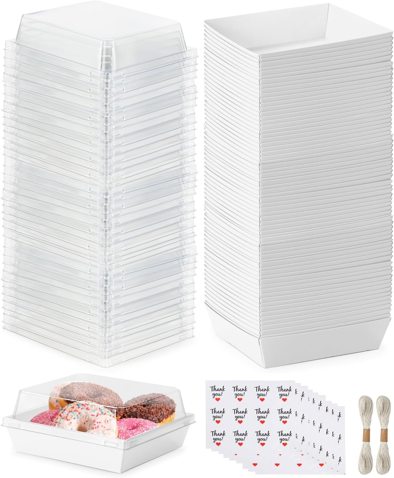 Amazon.com: Leepro Food Tray Boats with Dip Pocket, Disposable Kraft ...