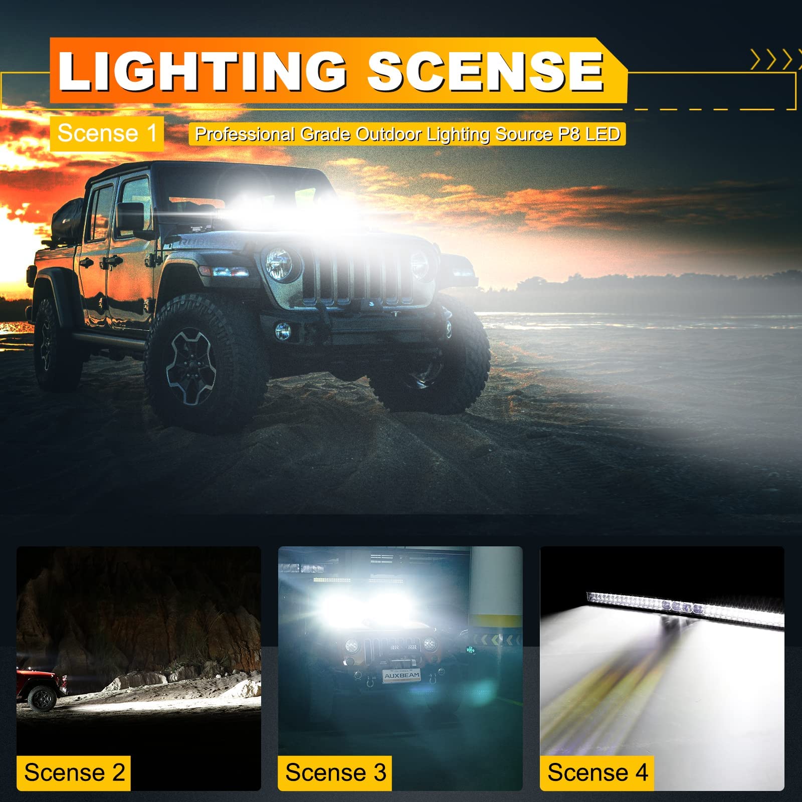 Snapklik.com : Auxbeam 42 Inch LED Light Bar 360W 44000LM 5D Pro Lens ...