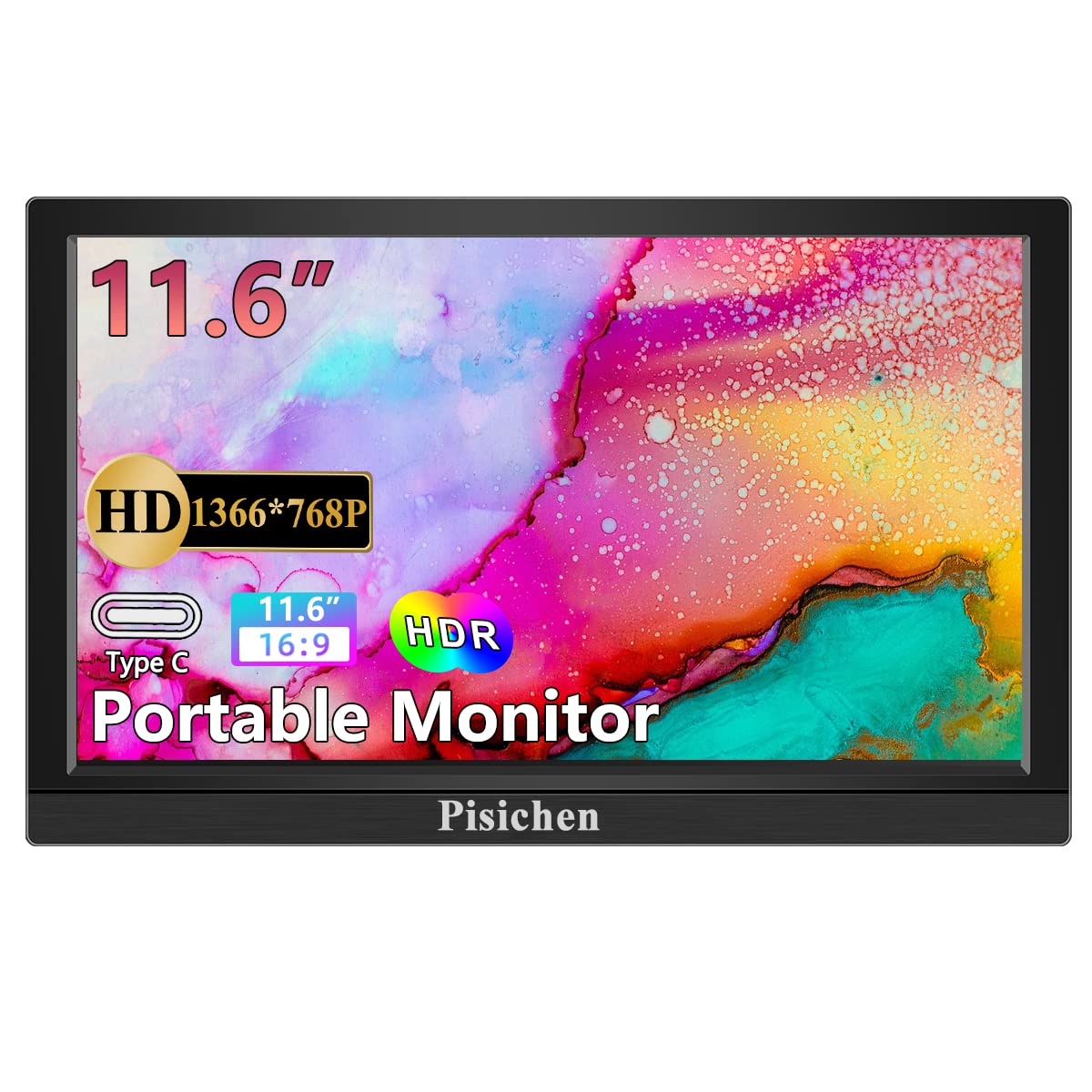 Amazon.com: Pisichen Portable Monitor, 11.6 Inch HD 1366x768 IPS Screen ...