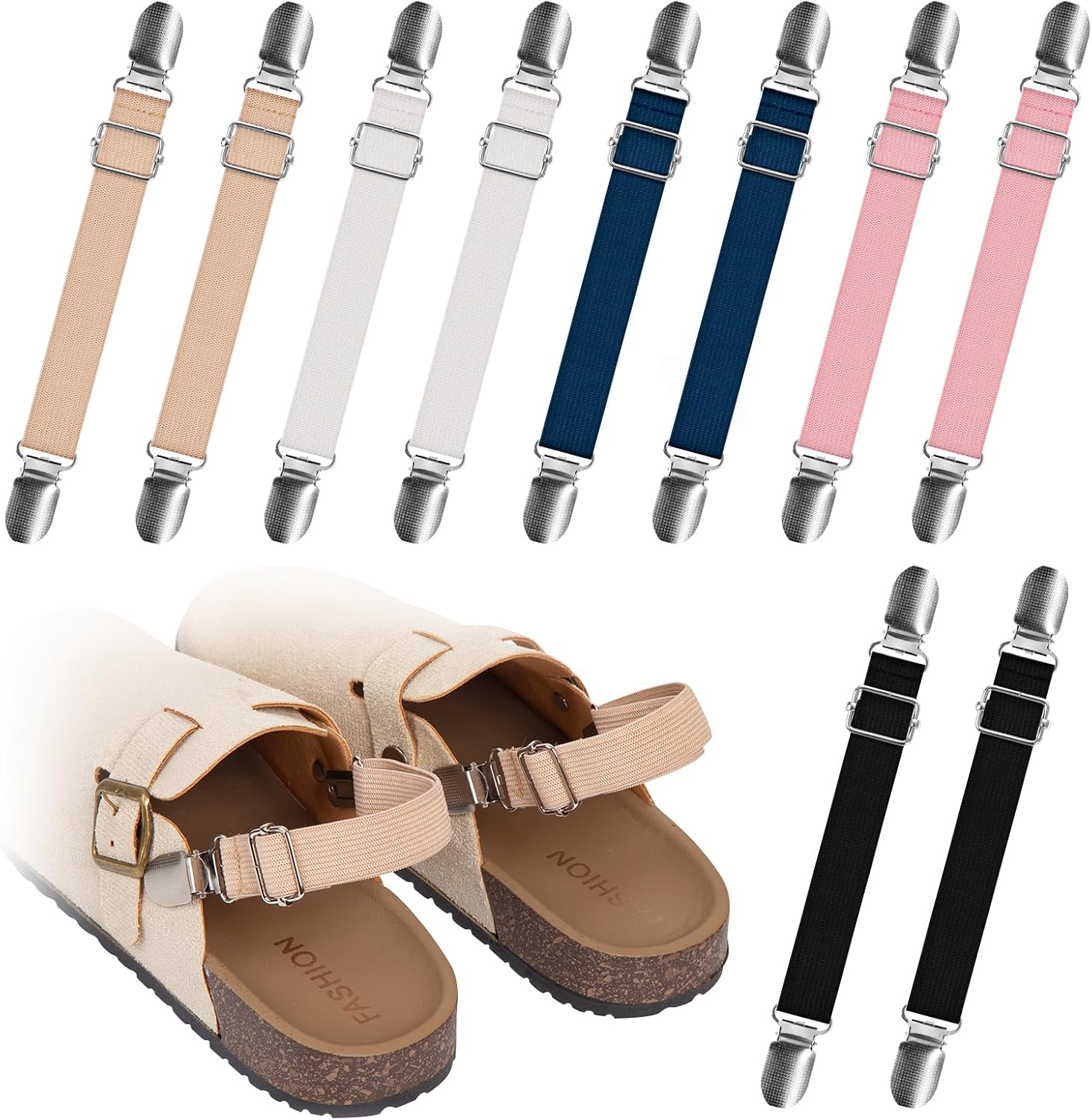 Amazon.com | 5 Pairs Adjustable Elastic Shoe Straps, Pant Stirrups ...